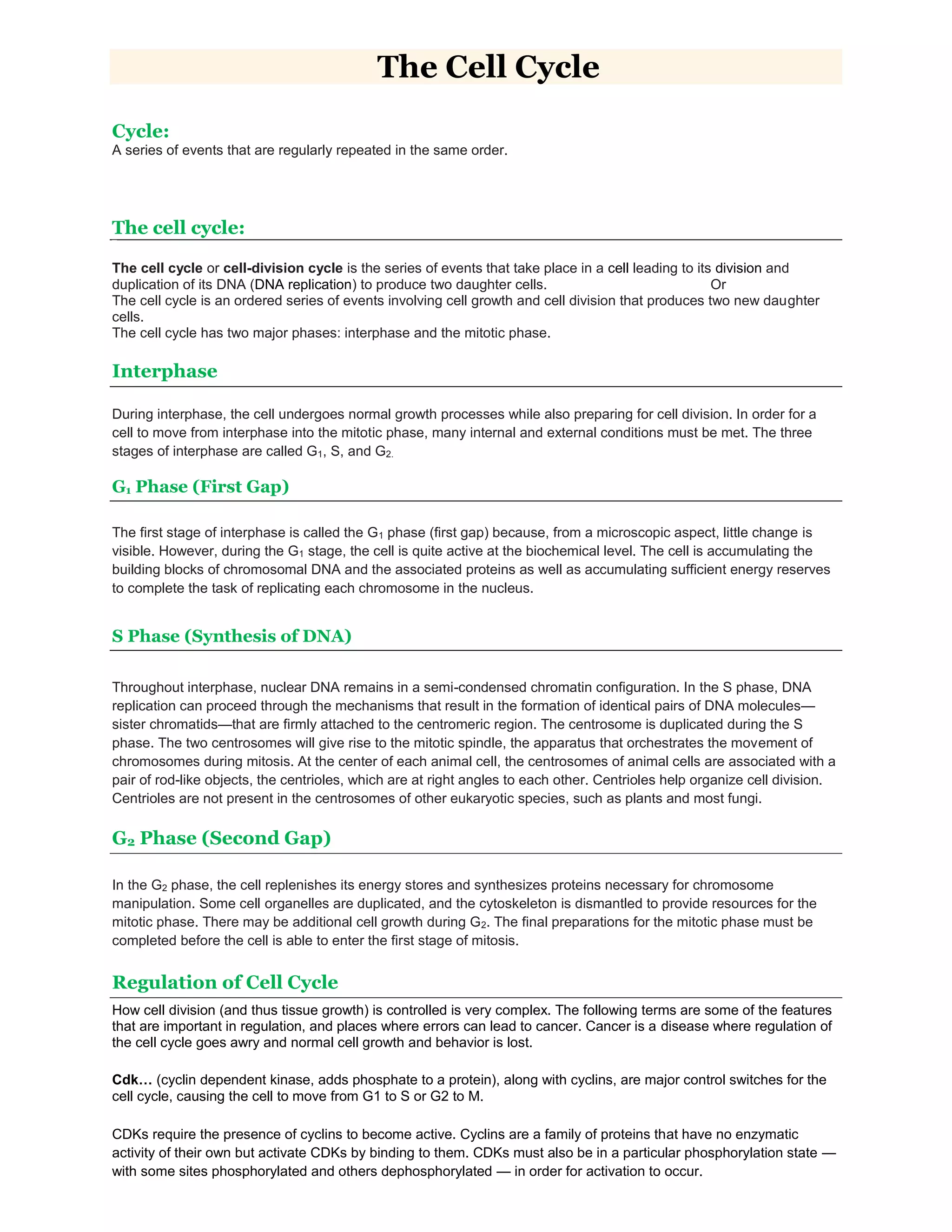 The cell cycle by Sami | PDF