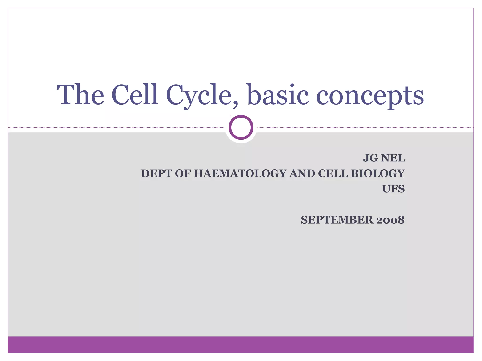 The cell cycle, basic concepts | PPT