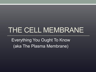 The cell membrane | PPTX | Biological Sciences | Science