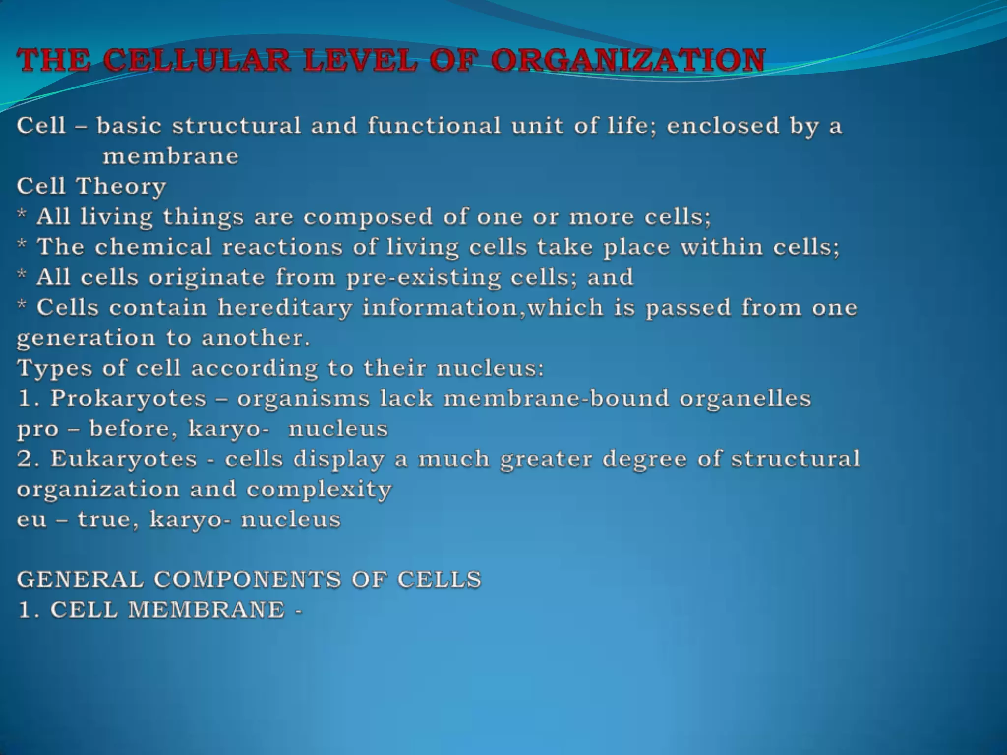 The cellular level of organization | PPTX
