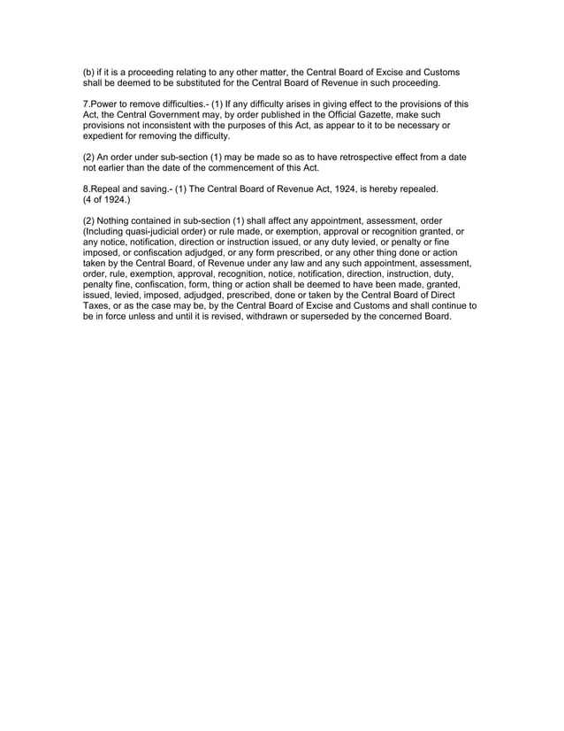 The central boards of revenue act 1963 | PDF