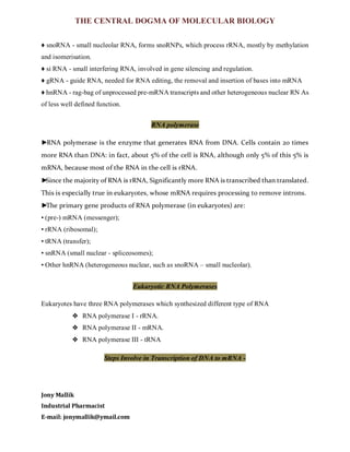 The central dogma of molecular biology | PDF