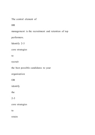 The central element ofHRmanagement is the recruitment and | DOCX