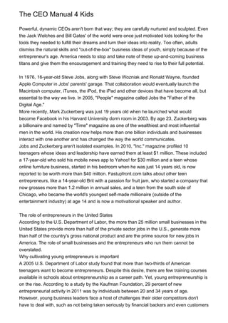 The CEO Manual 4 Kids | PDF