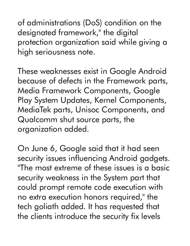 The CERT-IN flags multiple vulnerabilities in Android OS that could lead to data leaks.pdf