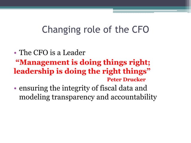 The CFO contemporary role | PPTX