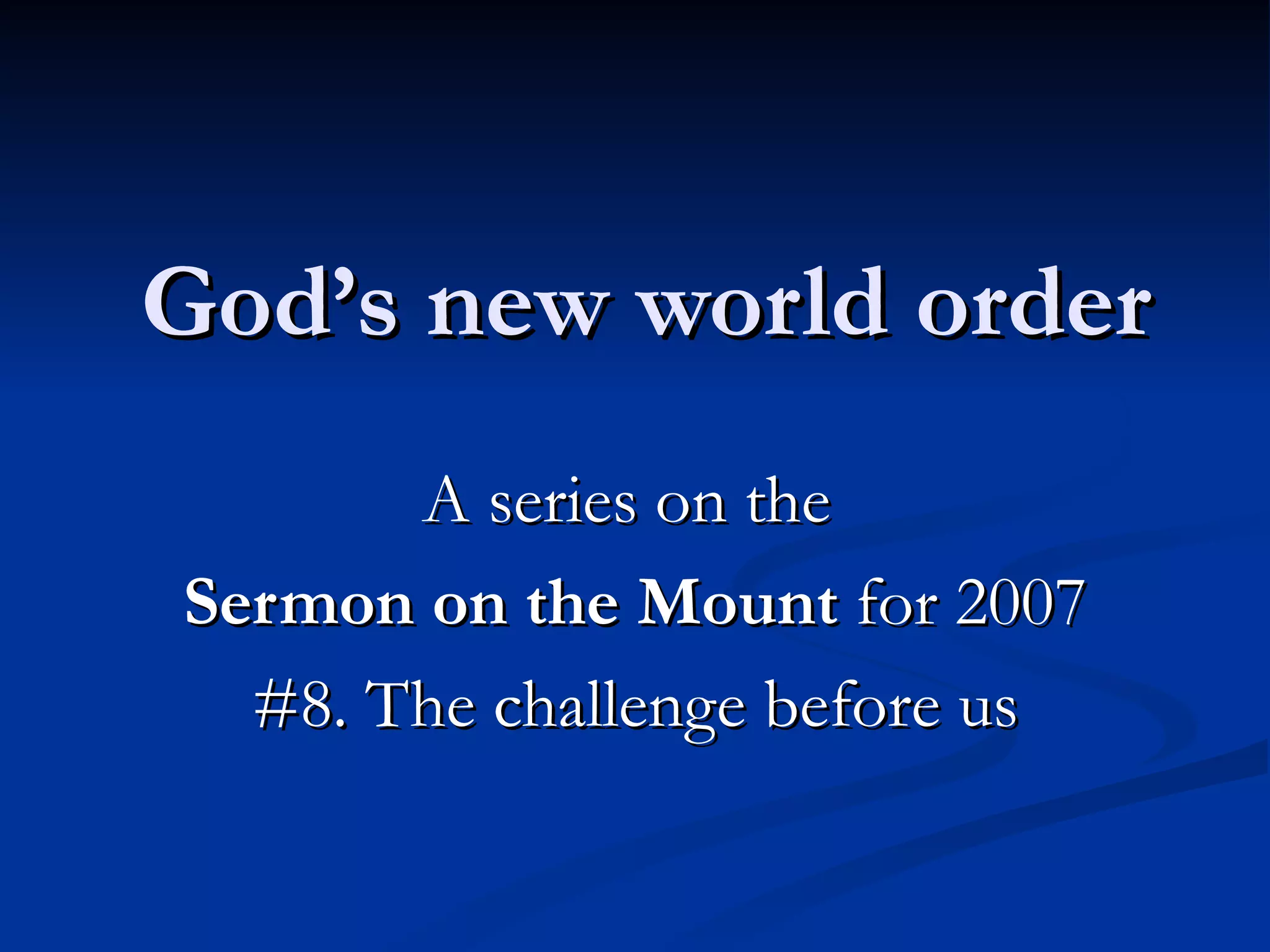 Sermon on the Mount Conclusion | PPT