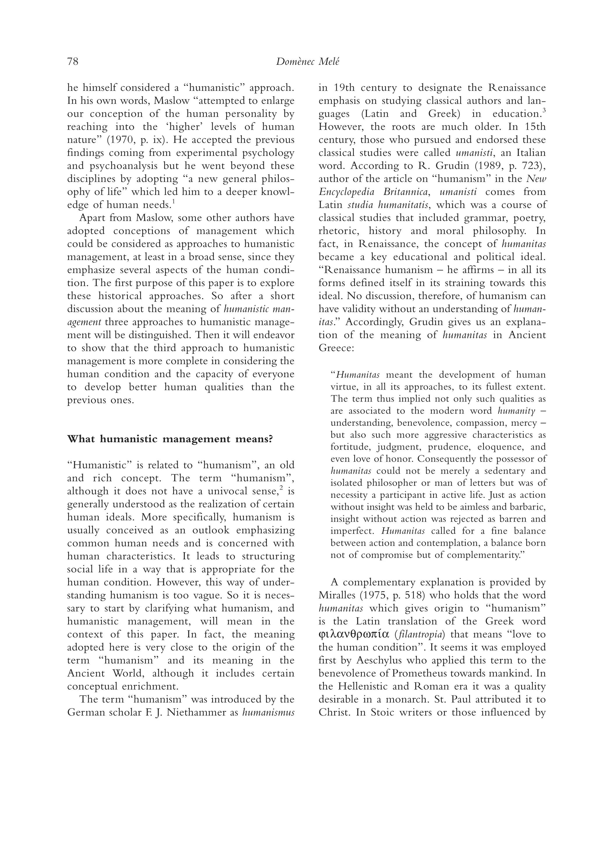 The challenge of the humanistic management | PDF