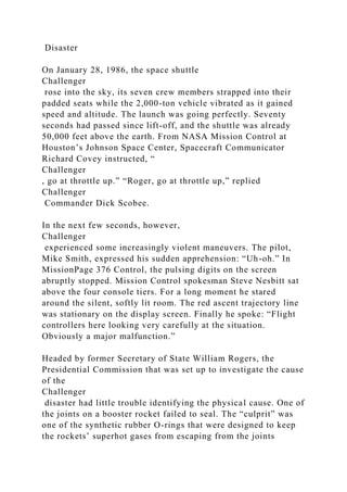 The Challenger and Columbia Shuttle DisastersTo be considered co.docx