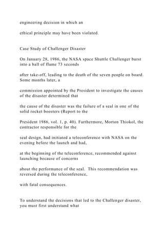 The Challenger Disaster A Case-study in Engineering Ethics.docx