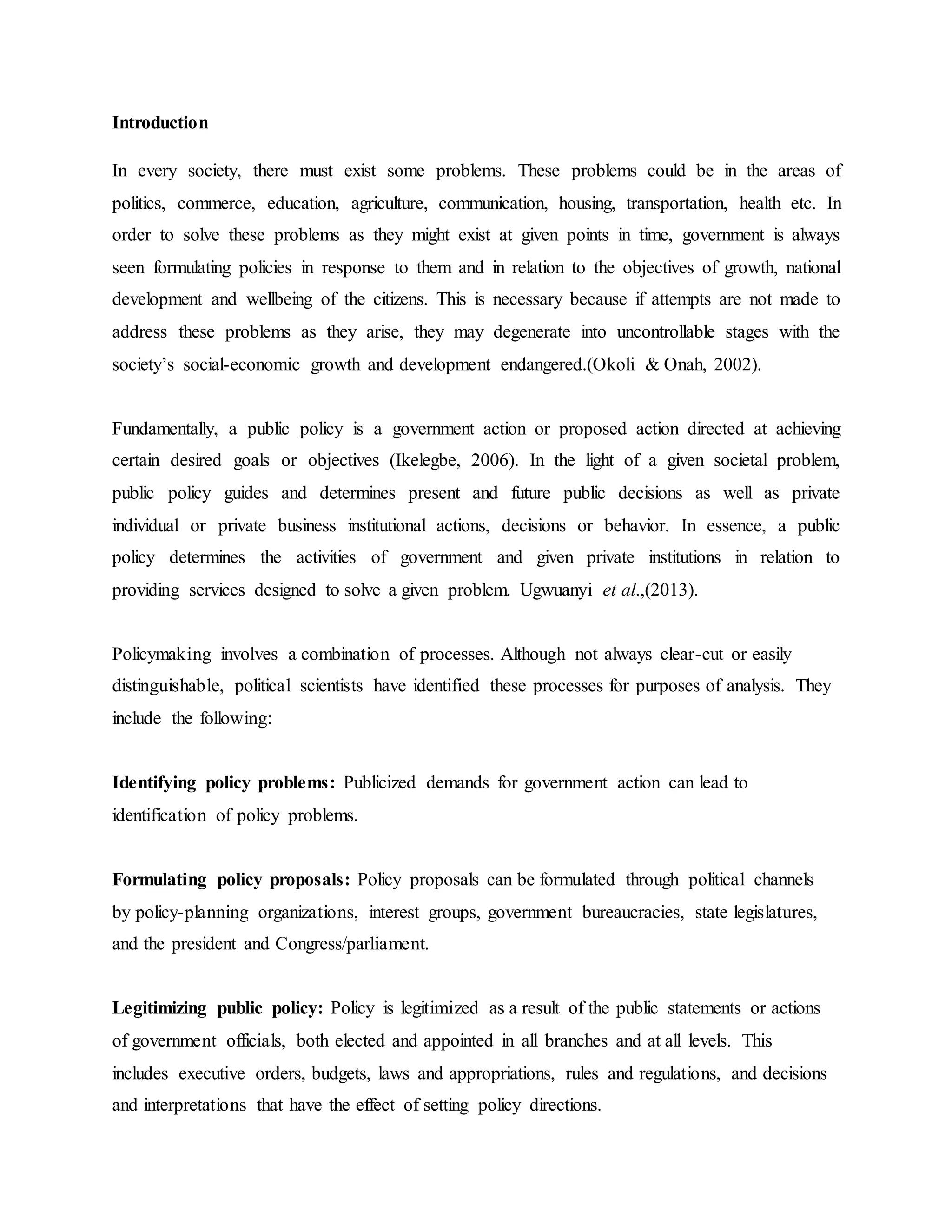 The challenges in policy formulation, policy analysis and ...