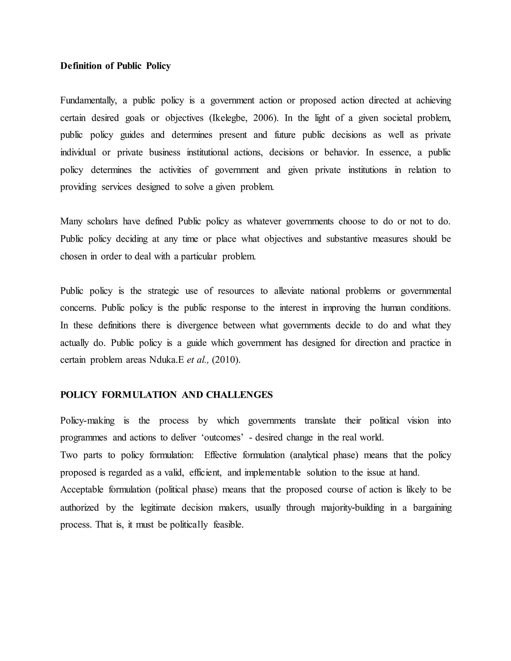 The challenges in policy formulation, policy analysis and ...