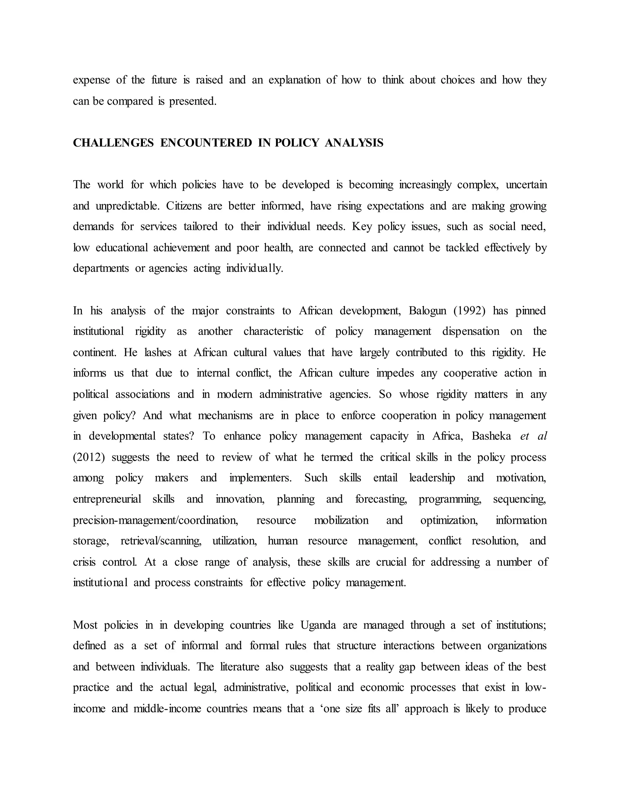 The challenges in policy formulation, policy analysis and ...