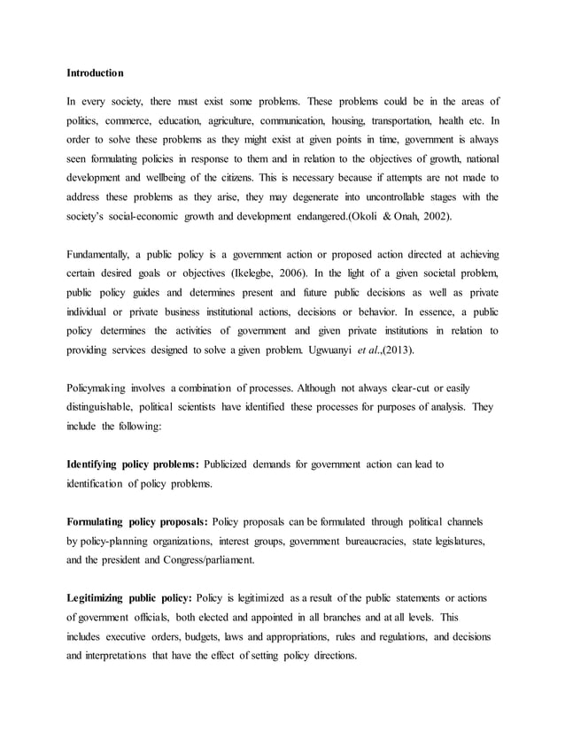 The challenges in policy formulation, policy analysis and ...