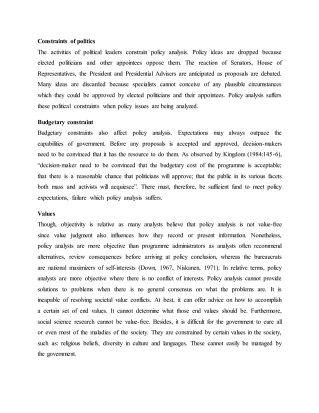 The challenges in policy formulation, policy analysis and ...