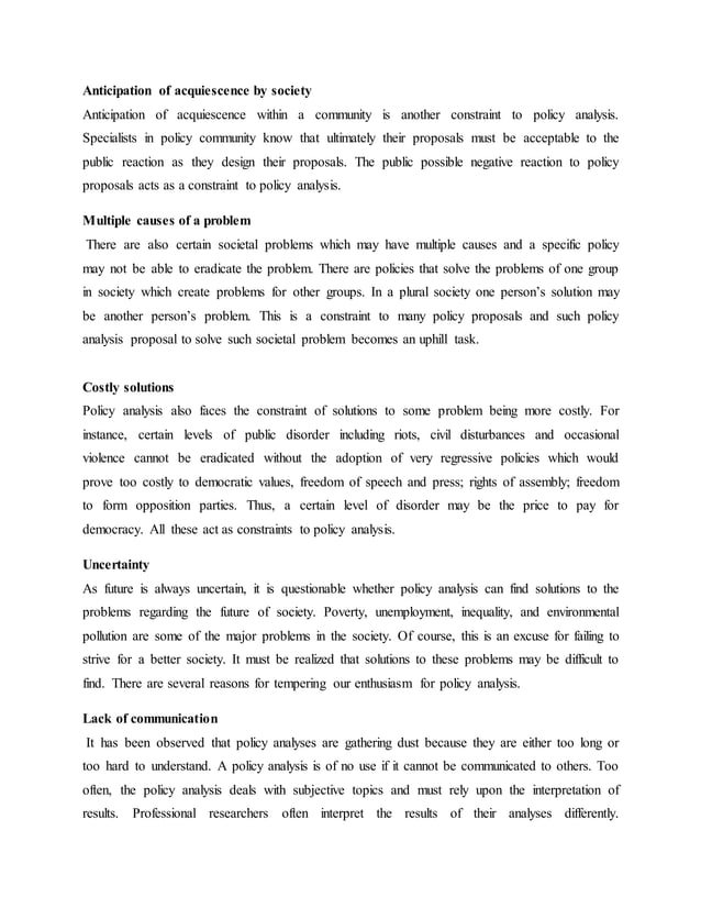 The challenges in policy formulation, policy analysis and ...