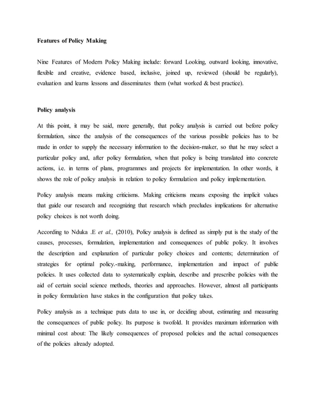 The challenges in policy formulation, policy analysis and ...