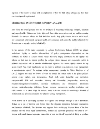 The challenges in policy formulation, policy analysis and ...