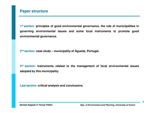 The challenges of municipalities in performing good environmental ...