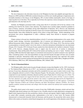 THE CHALLENGES OF TEACHER LEADERSHIP IN THE PHILIPPINES AS EXPERIANCE ...