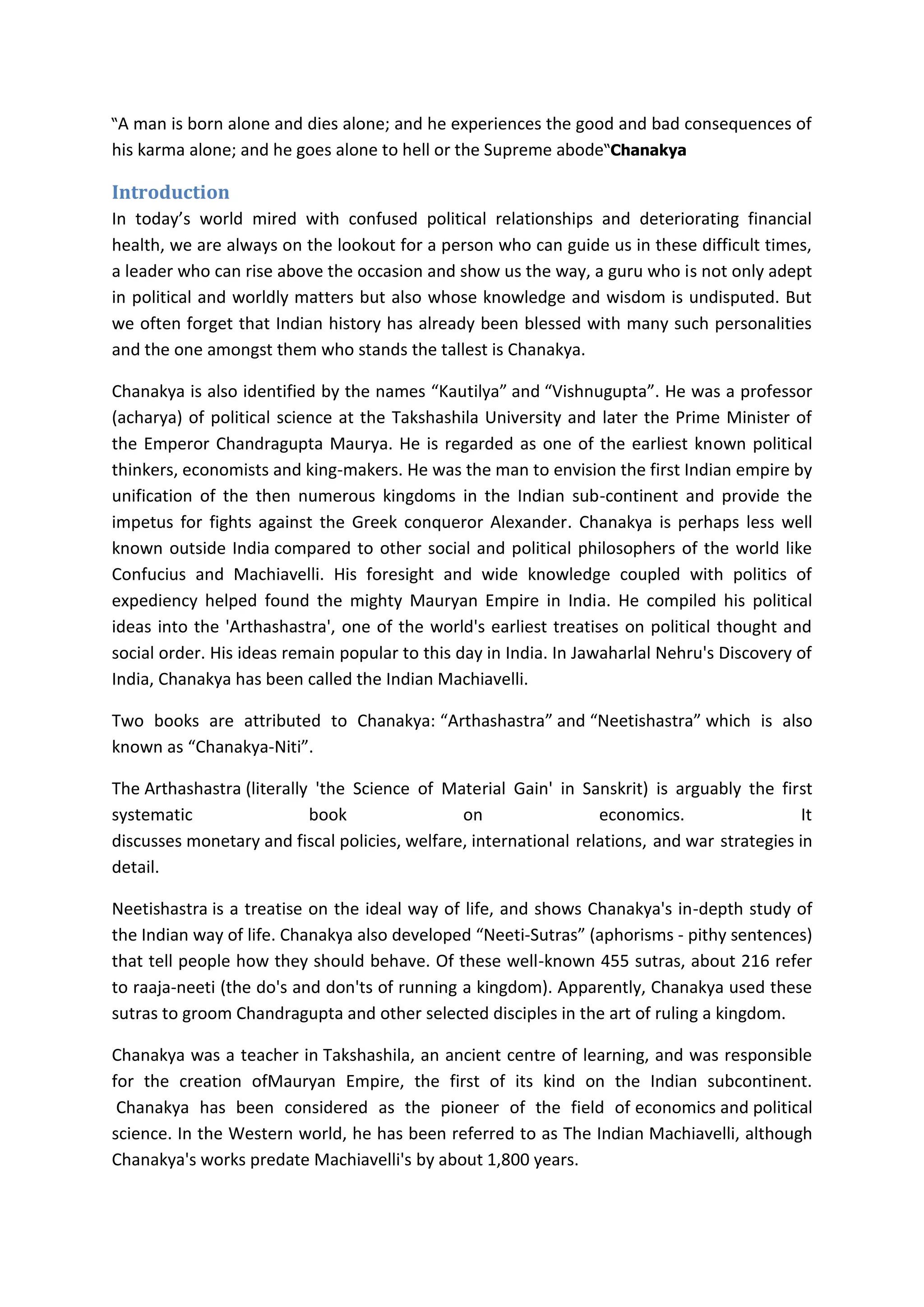 The 'chanakya' | DOCX