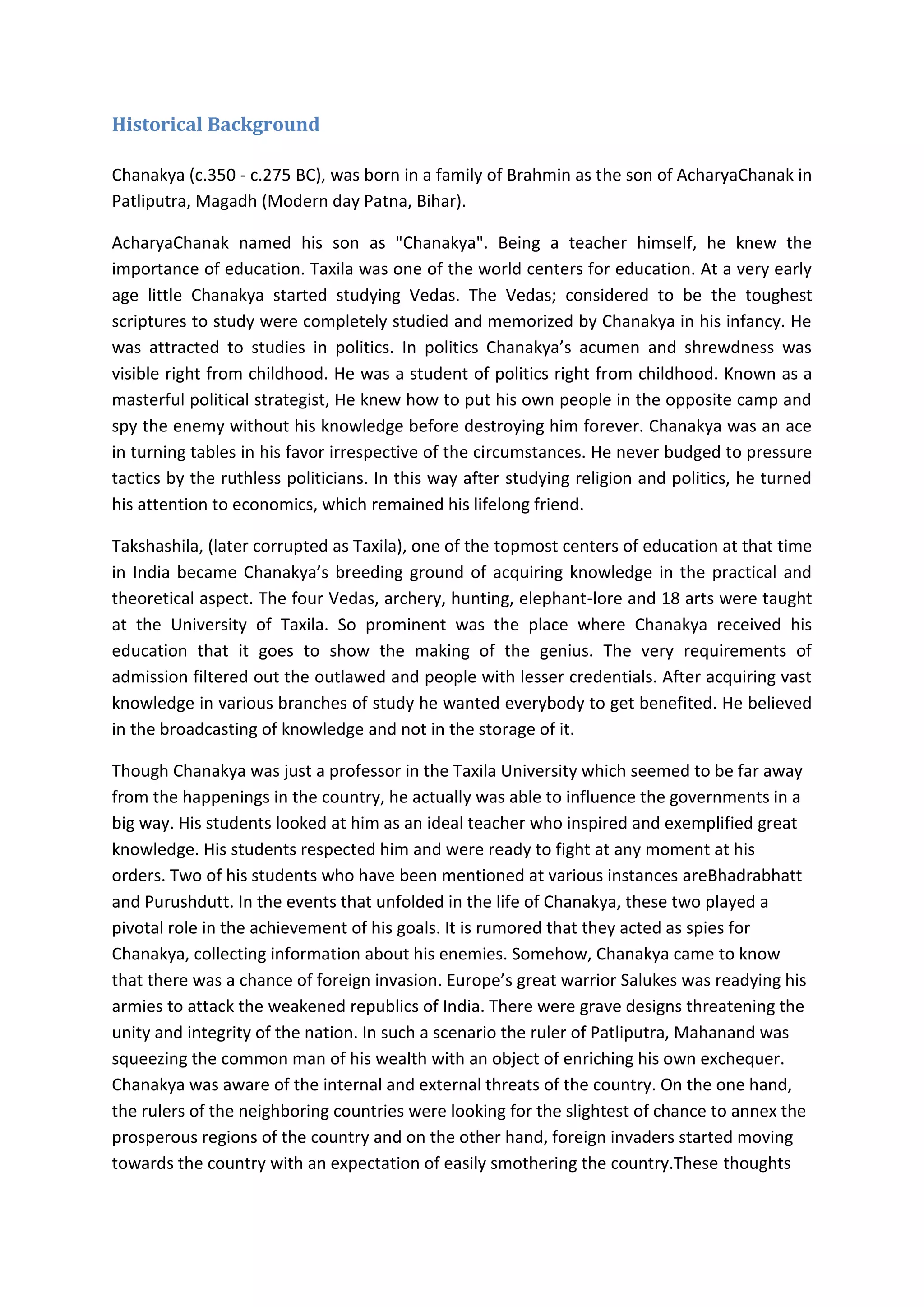 The 'chanakya' | DOCX