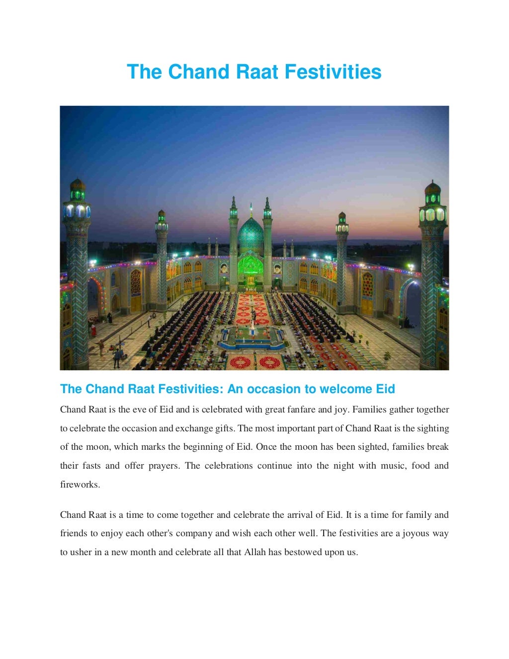 The Chand Raat Festivities | PDF