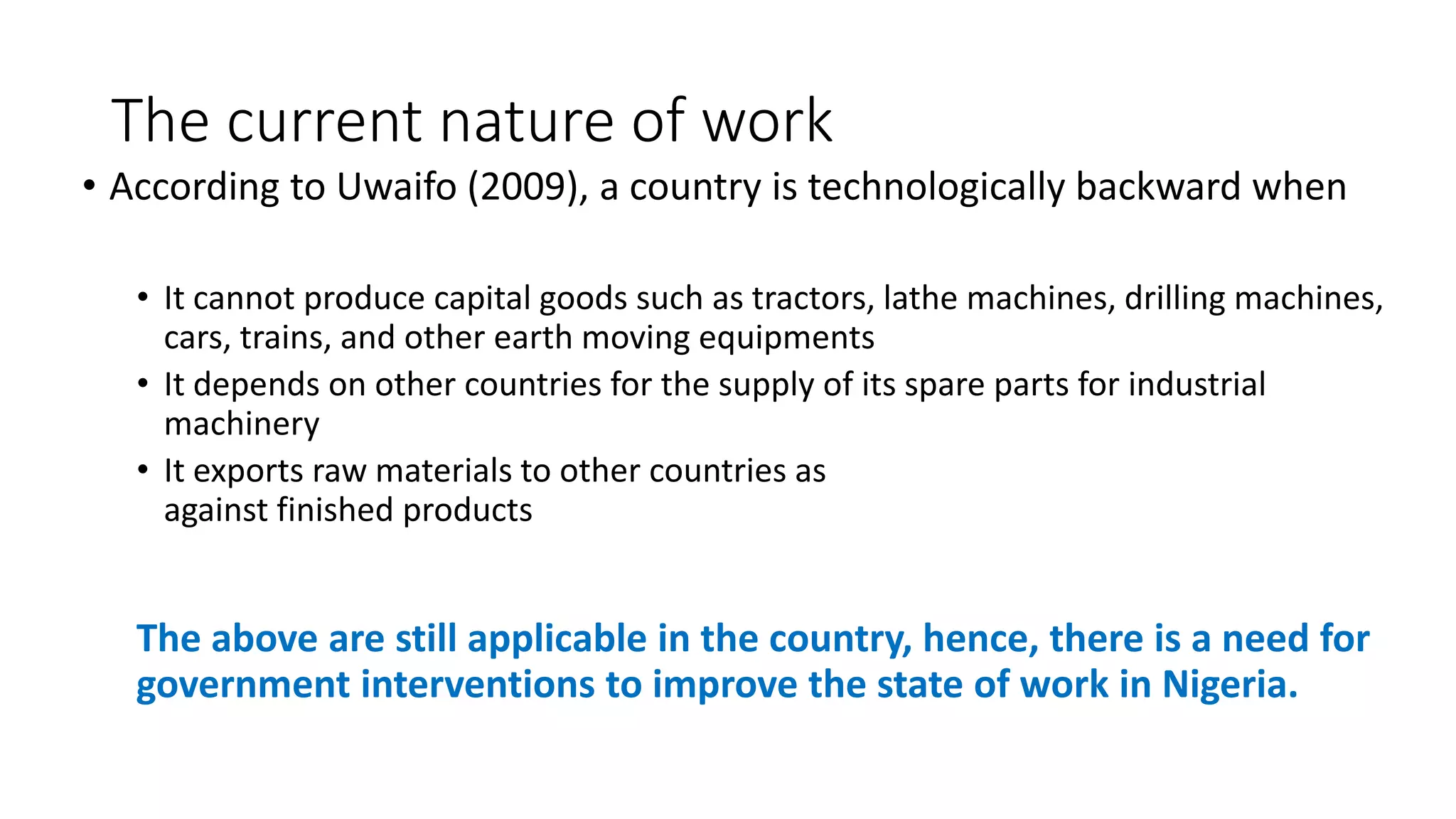 The changing nature of work in nigeria | PPTX
