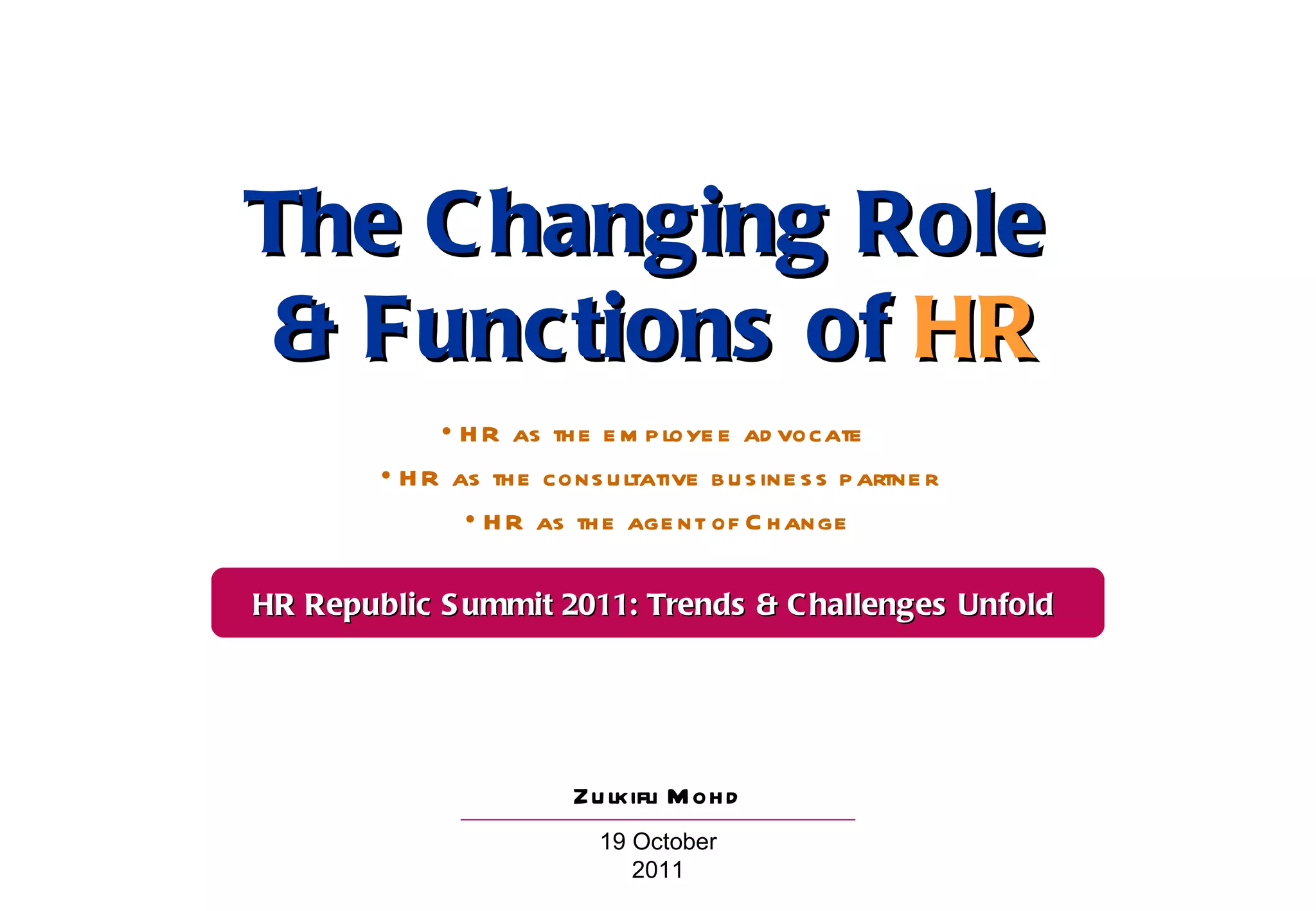 The Changing Role and Functions of HR | PDF