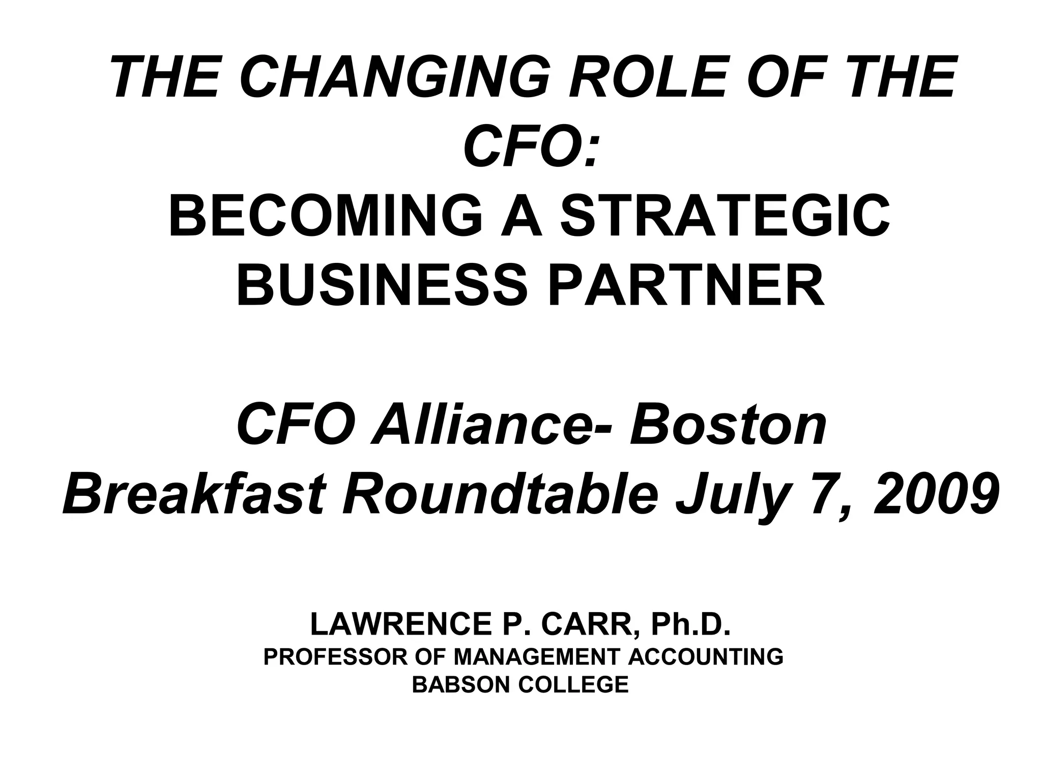 The Changing Role Of The CFO | PPT