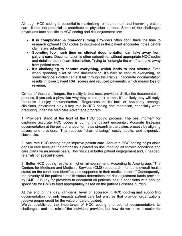 The Changing Role of the Provider in HCC Coding | PDF