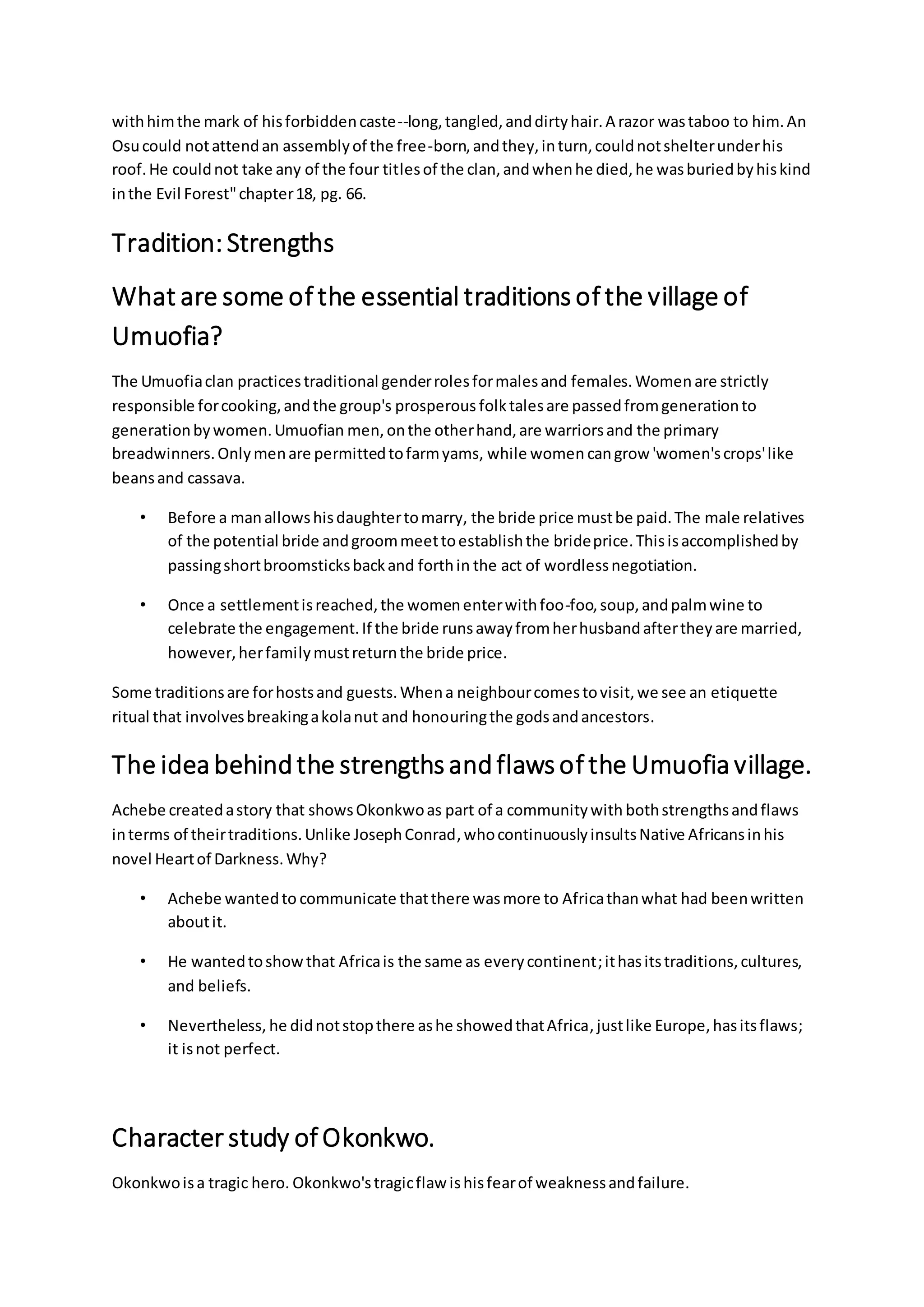 The character of okonkwo in the novel things fall apart | DOCX