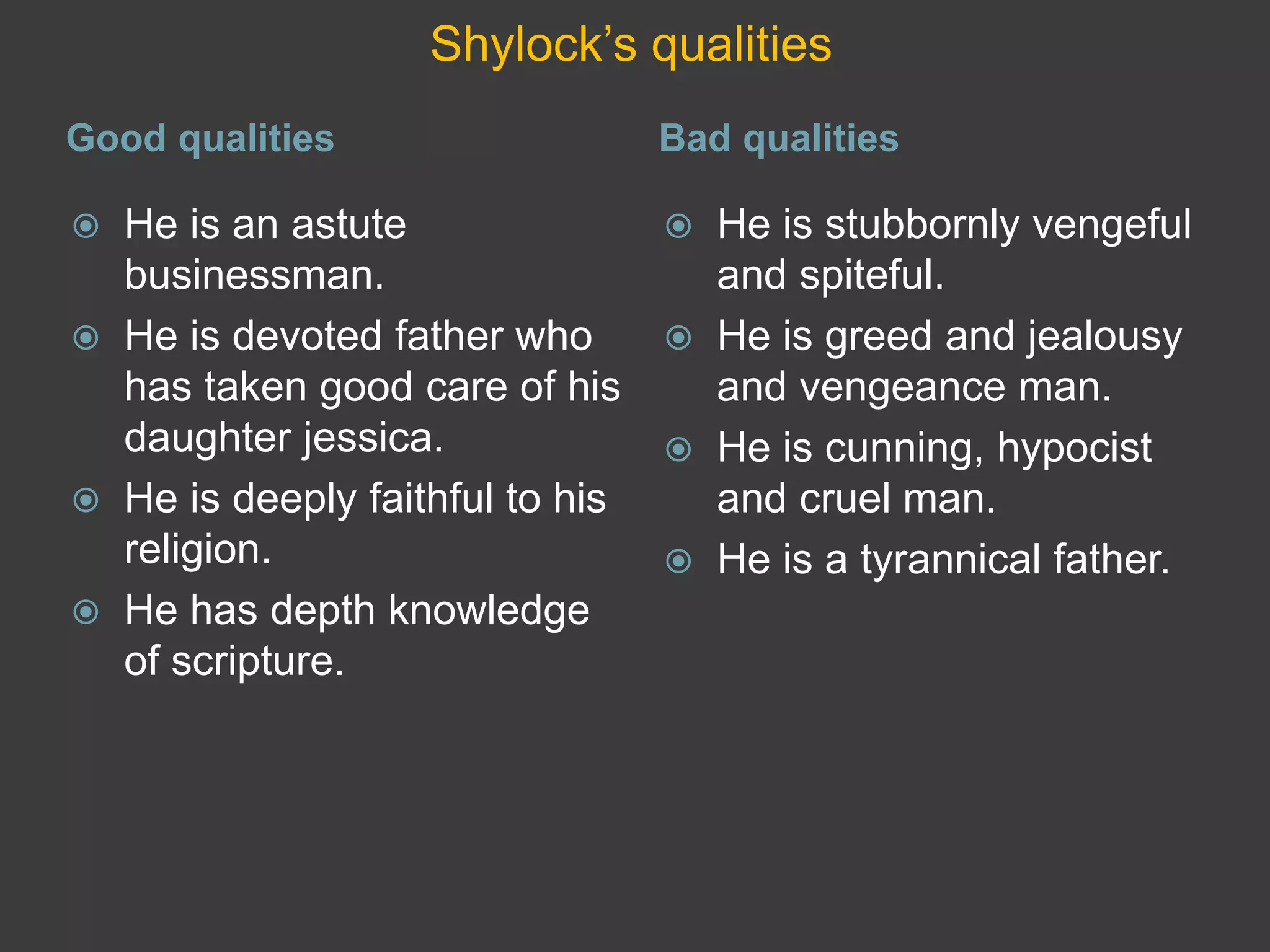 The character sketch of shylock | PPTX