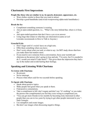 The Charisma Myth by Olivia Fox Cabane (Summary) | PDF