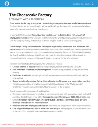 Case Study: The Cheesecake Factory | PDF