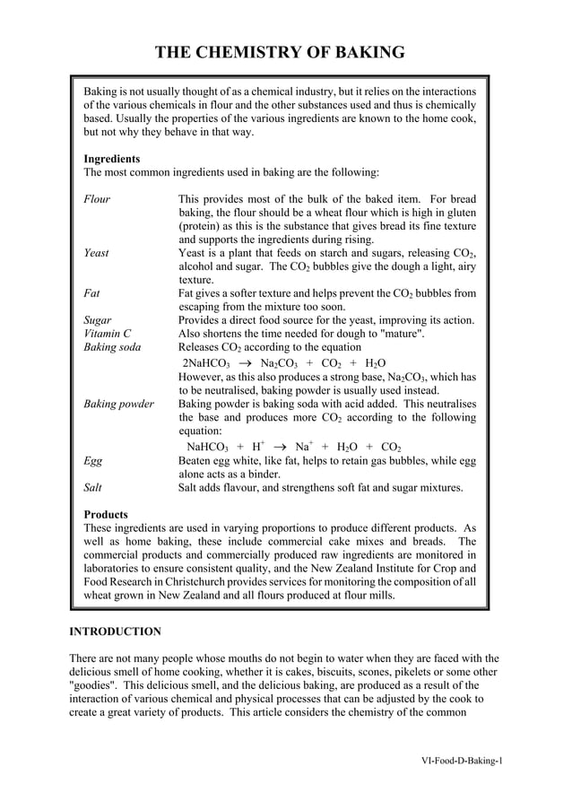 The chemistry of baking | PDF