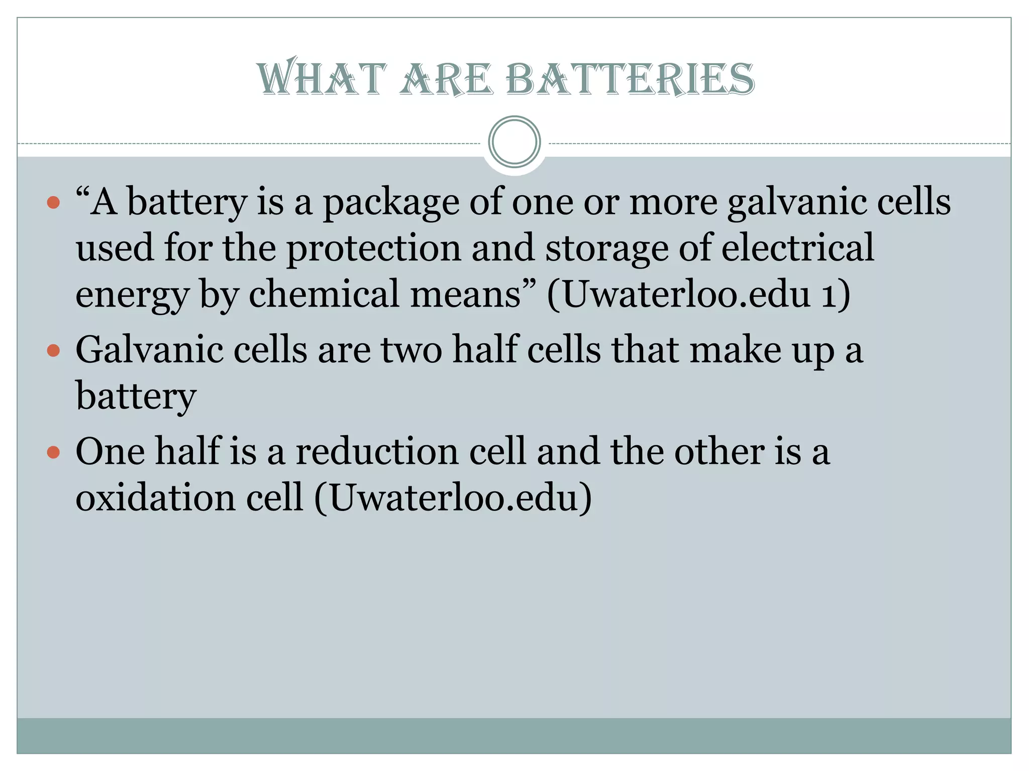 The chemistry of batteries | PPTX