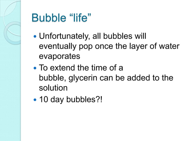The Chemistry Of Bubbles | PPT