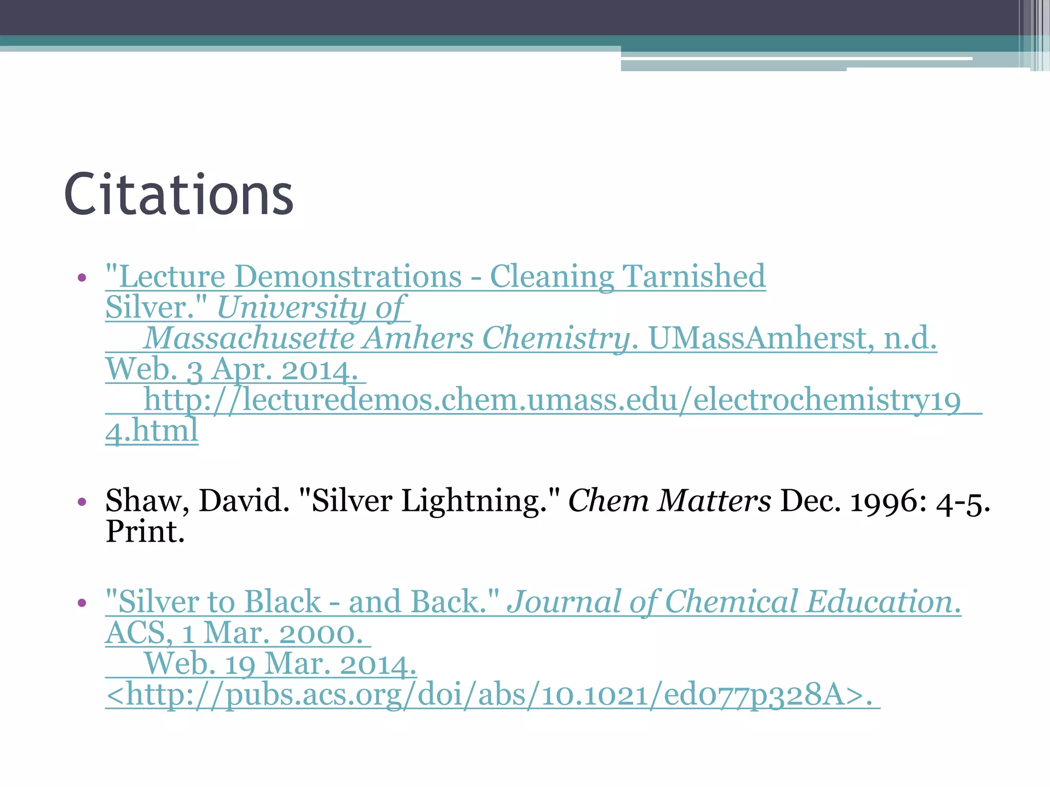 The chemistry of silver tarnish and its removal | PPTX