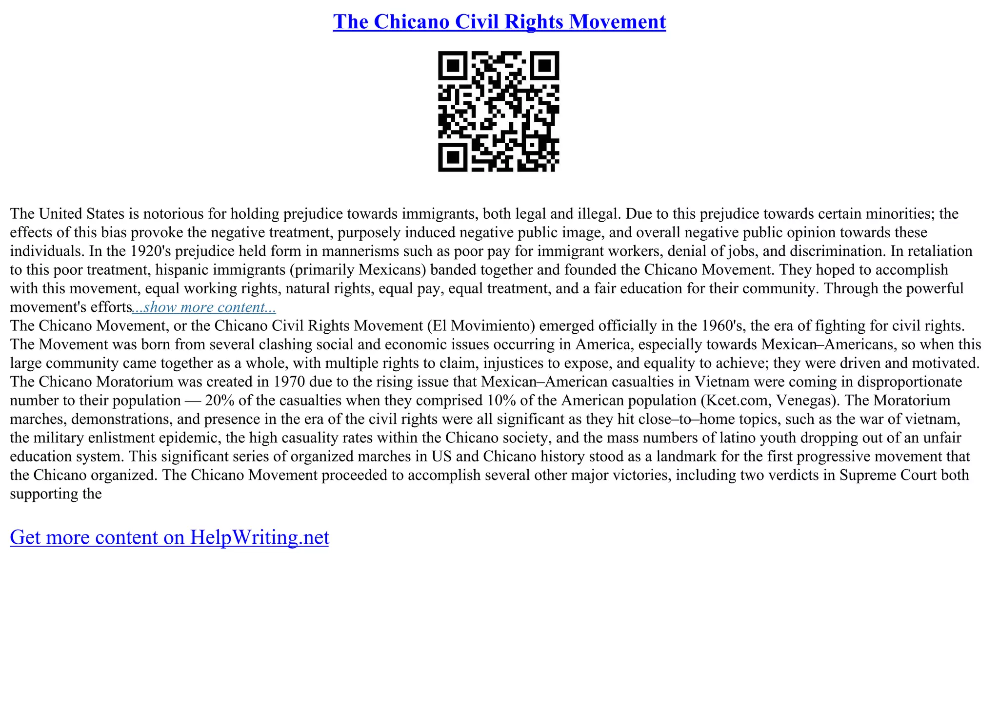 The Chicano Civil Rights Movement | PDF