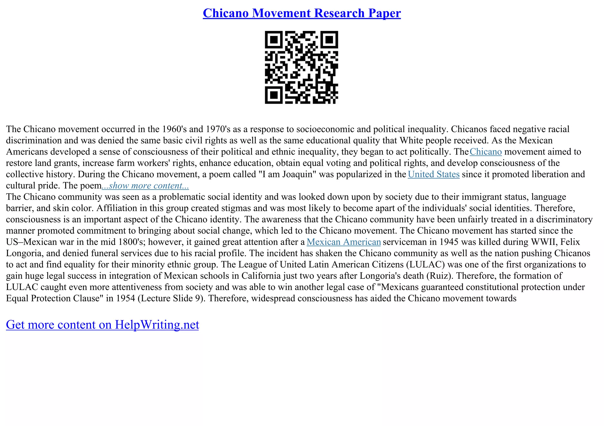 The Chicano Civil Rights Movement | PDF