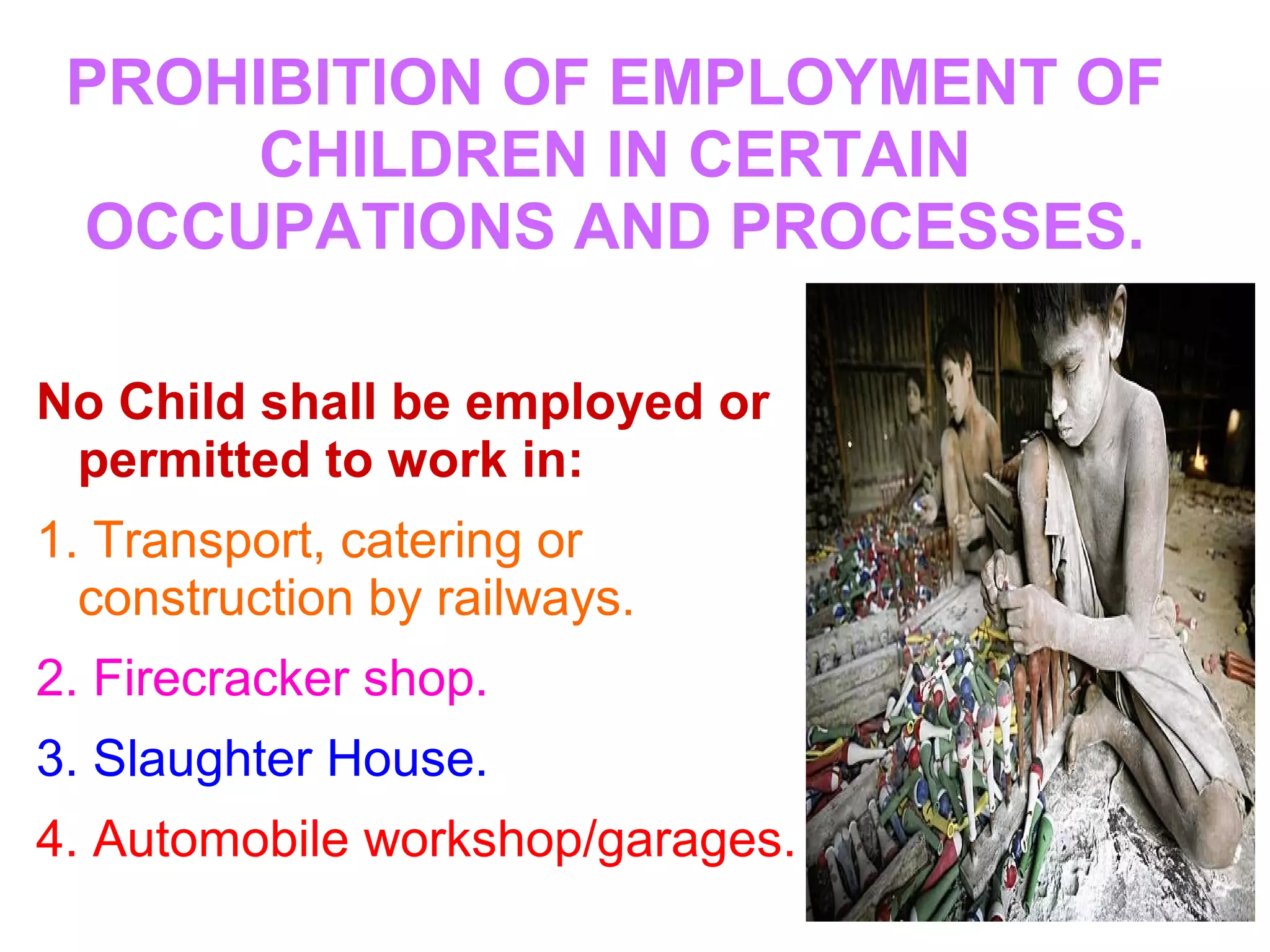 The Child Labour (Prohibition And Regulation ) Act, 1986 | PPT
