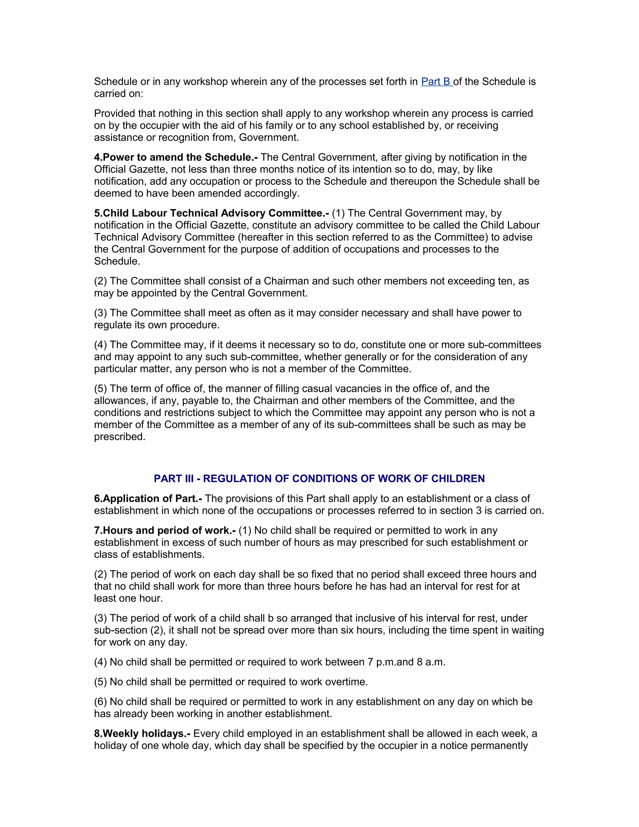 The child labour (prohibition and regulation) act, 1986 | DOC