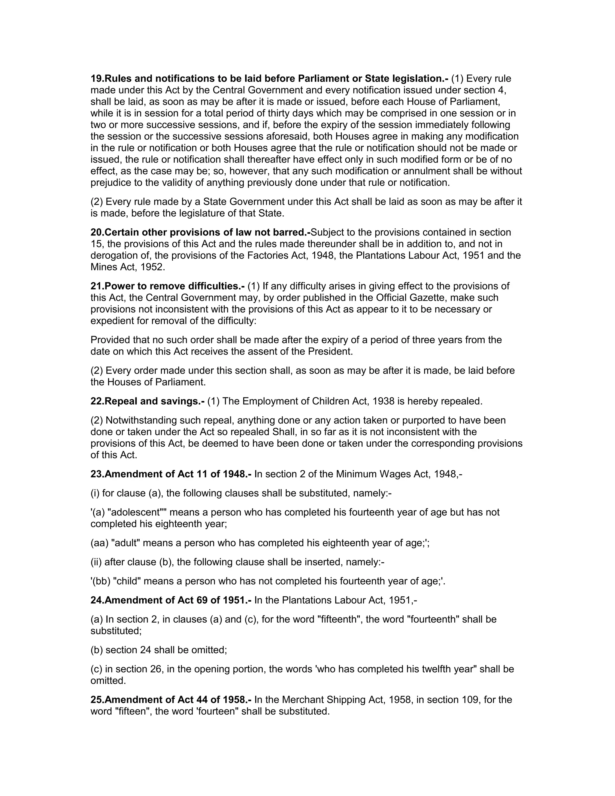 The child labour (prohibition and regulation) act, 1986 | DOC