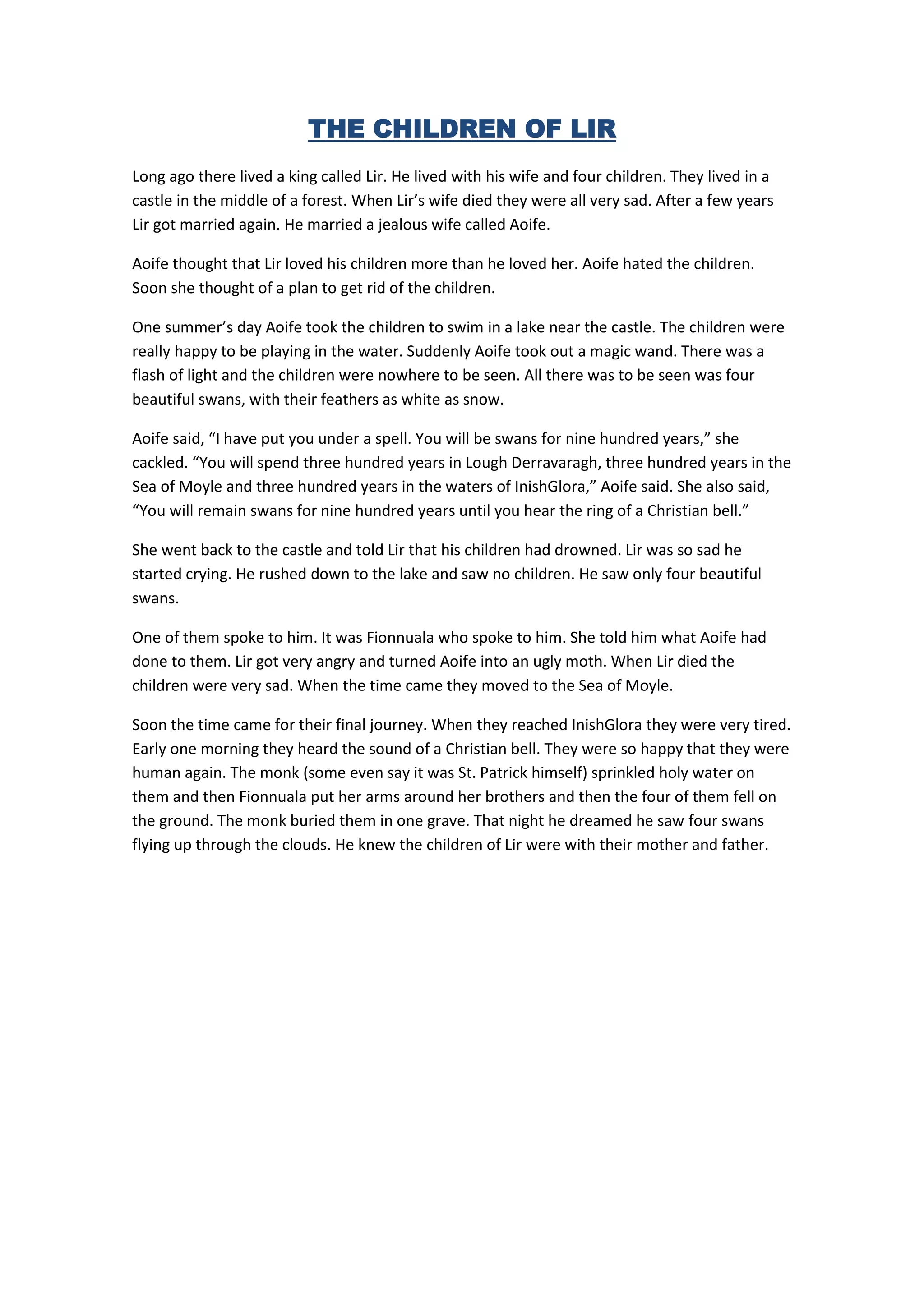 The children of lir | DOCX