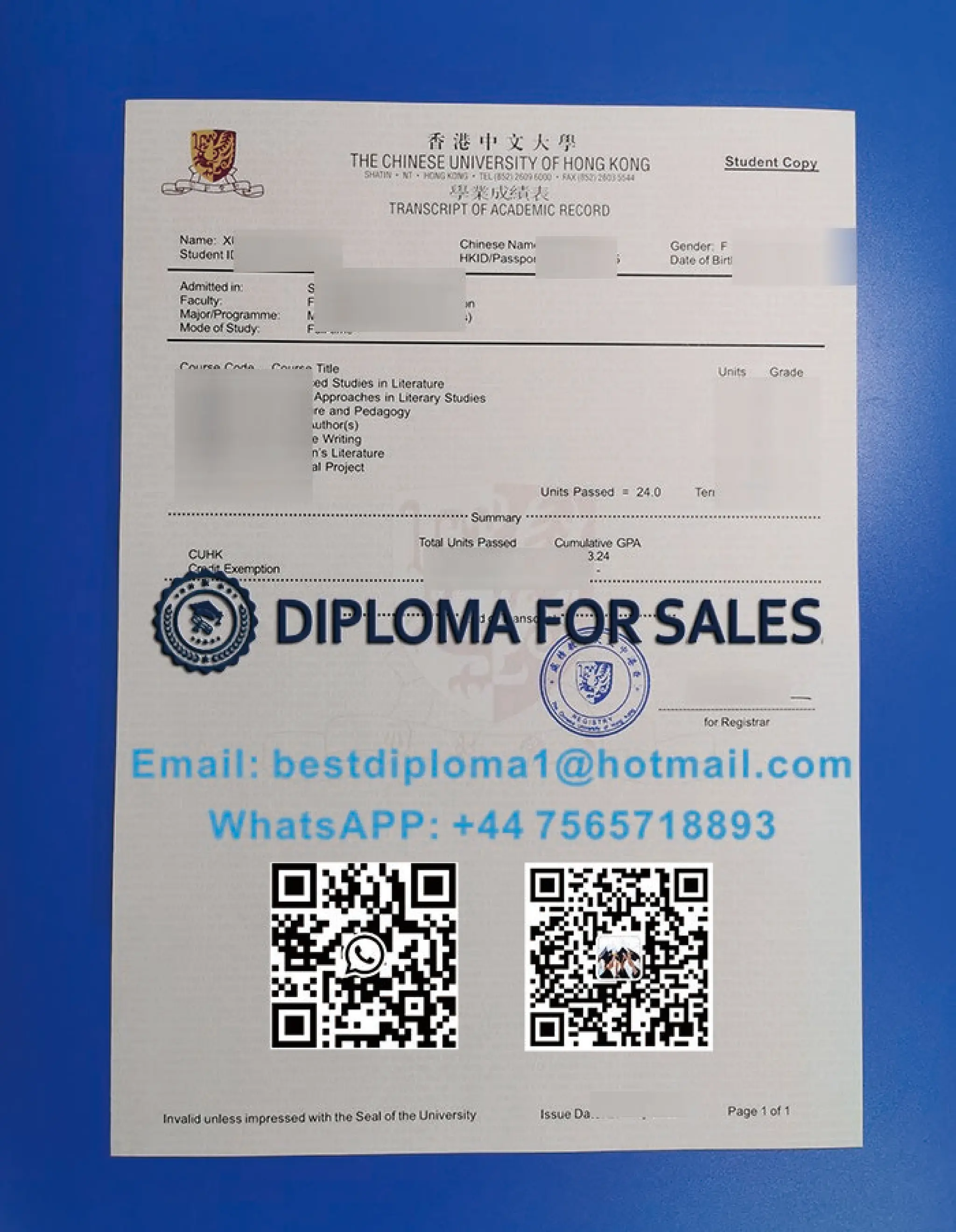 Order a Fake CUHK Transcript, Buy Fake Chinese University of Hong Kong ... Order a Fake CUHK Transcript, Buy Fake Chinese University of Hong Kong ...