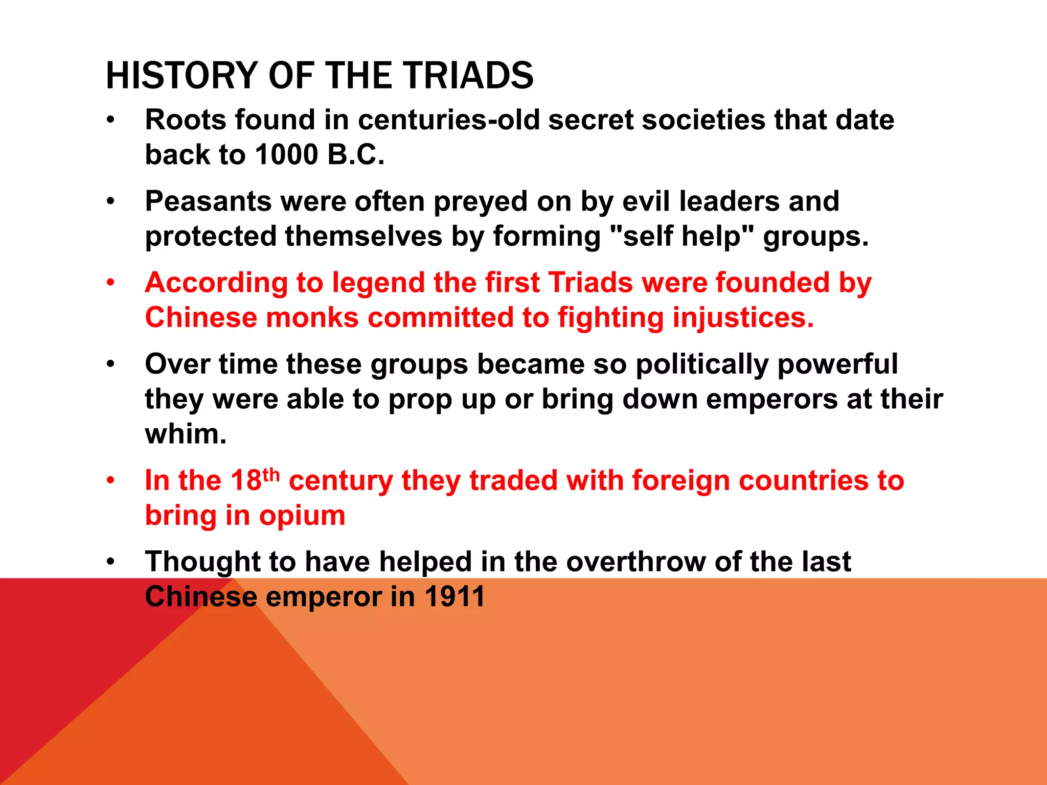 The chinese triads | PPTX | Crime & Harmful Acts to Individuals ...