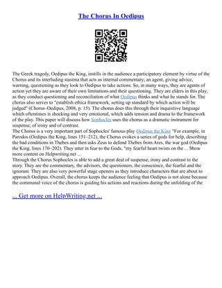 The Chorus In Oedipus | PDF