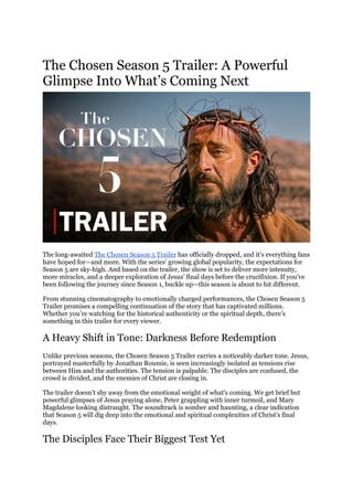 The Chosen Season 5 Trailer_ A Powerful Glimpse Into What’s Coming Next ...