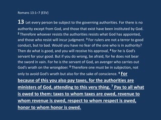 The Christian and Government - Romans 13:1-7 | PPTX
